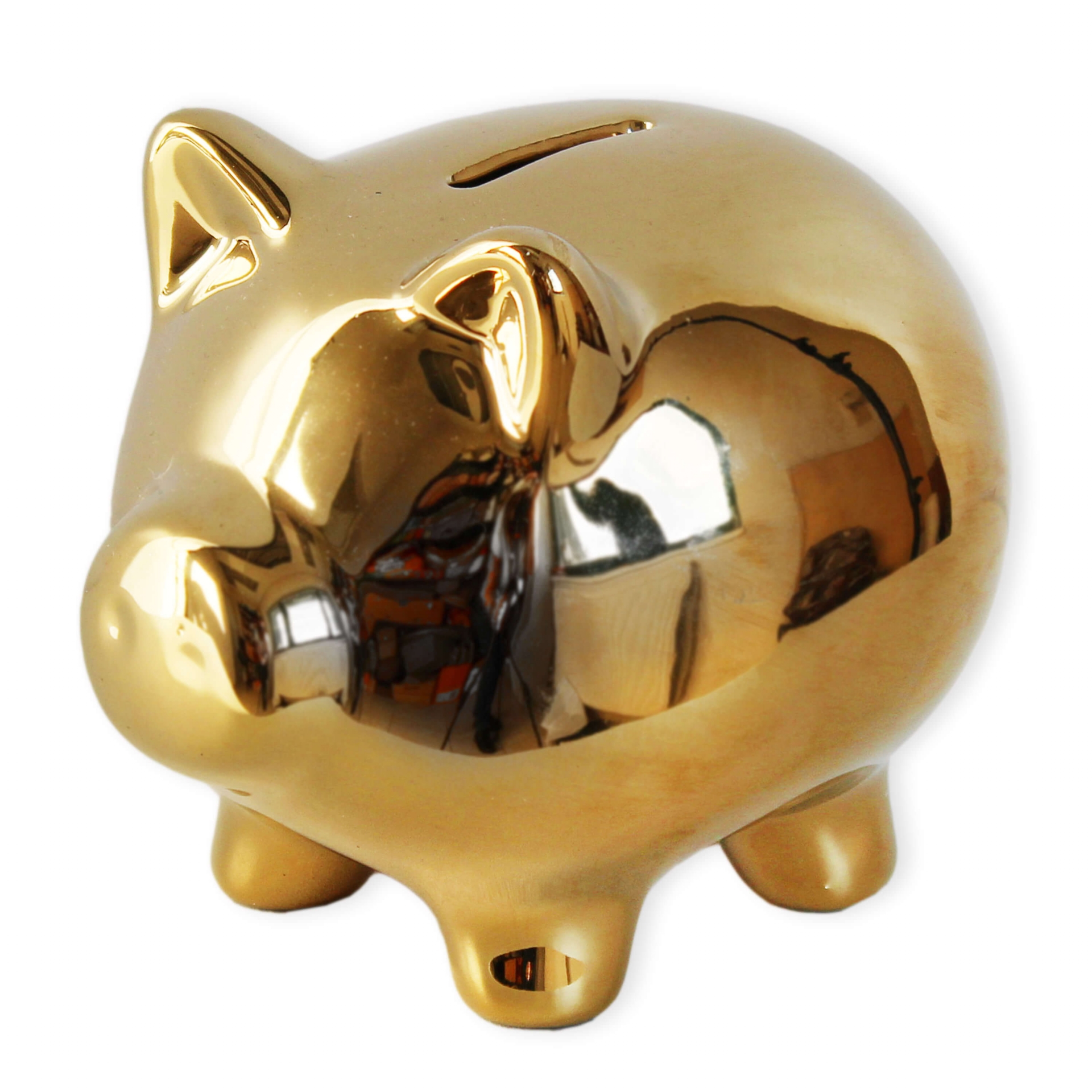 Prase pokladnička 11,5cm zlatá | KLIA.cz